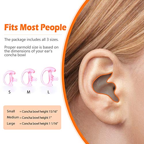 Zeadio [8 Pair] Radio Earpiece, Earmould Earbud Earplug Replacement for Two-Way Radio Coil Tube Audio Kits - Pink
