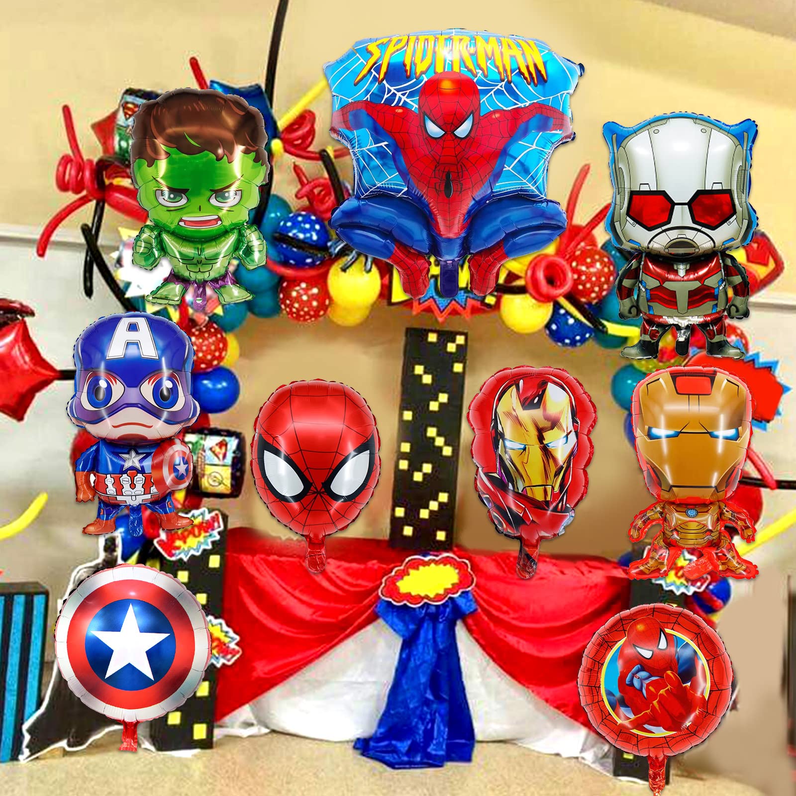 Superhero Balloons for Kids Birthday Baby Shower Super Hero Theme Party Decorations (Superhero)