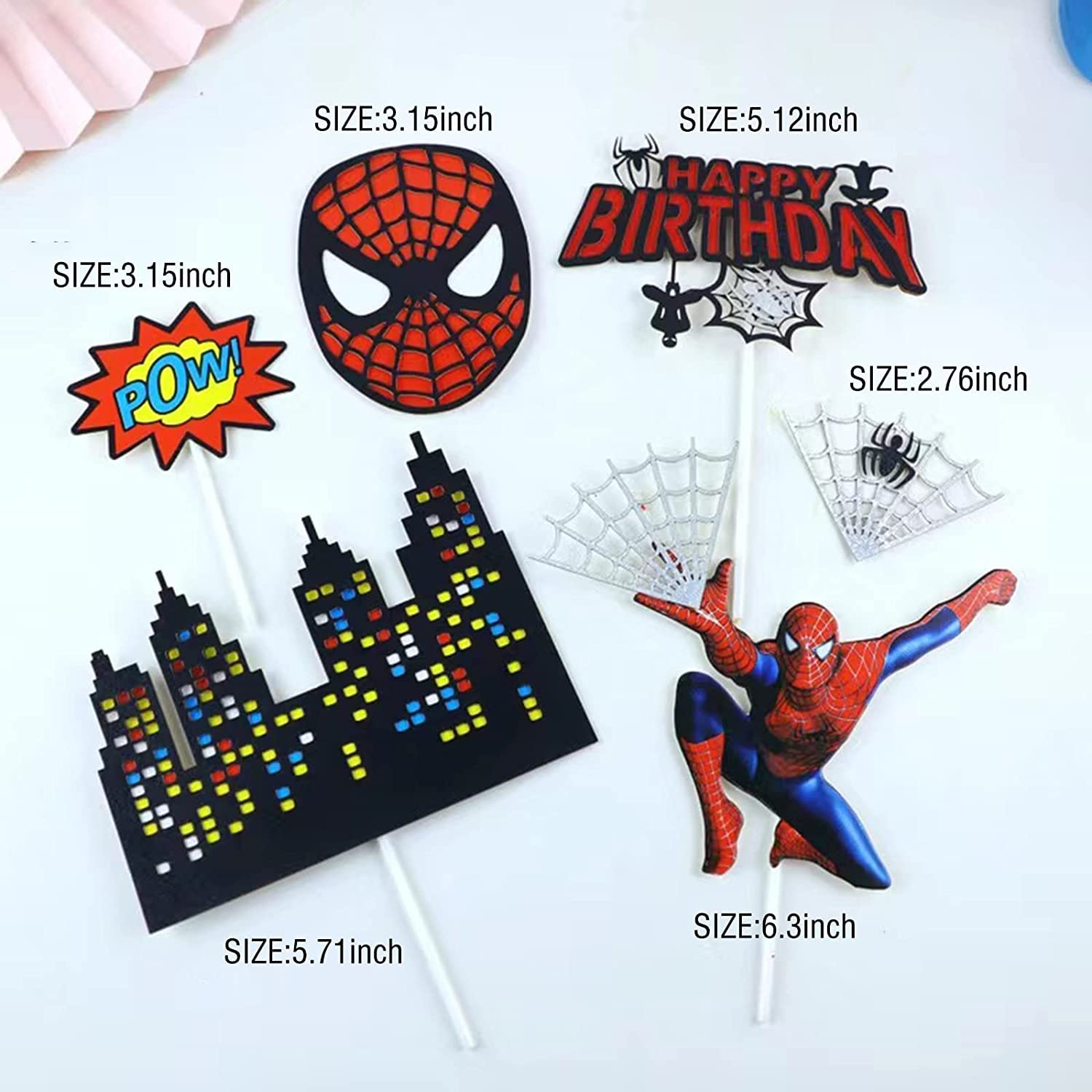 Superhero Cake Toppers for Kids Birthday Superhero Theme Cake Decorations (6PCS)