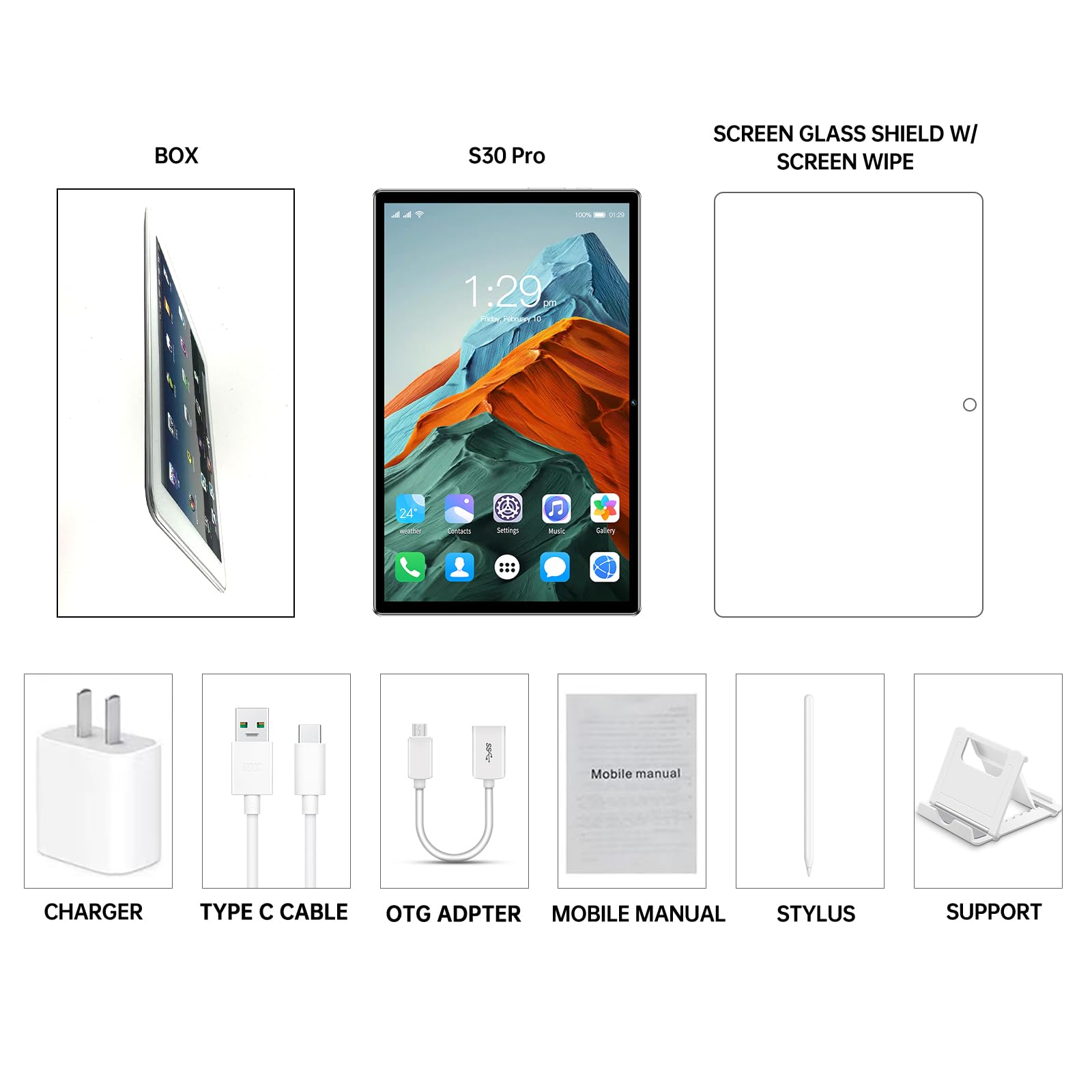 WV LeisureMaster S30 Pro Tablet,10.1-inch Tablet, Android 13 Tablet, 8GB + 256GB RAM, Octa-Core Processor, 1920 * 1200 Resolution 5g Tablet, 24MP + 13MP, 8000mah Battery, Bluetooth 5.2 with GPS(Blue