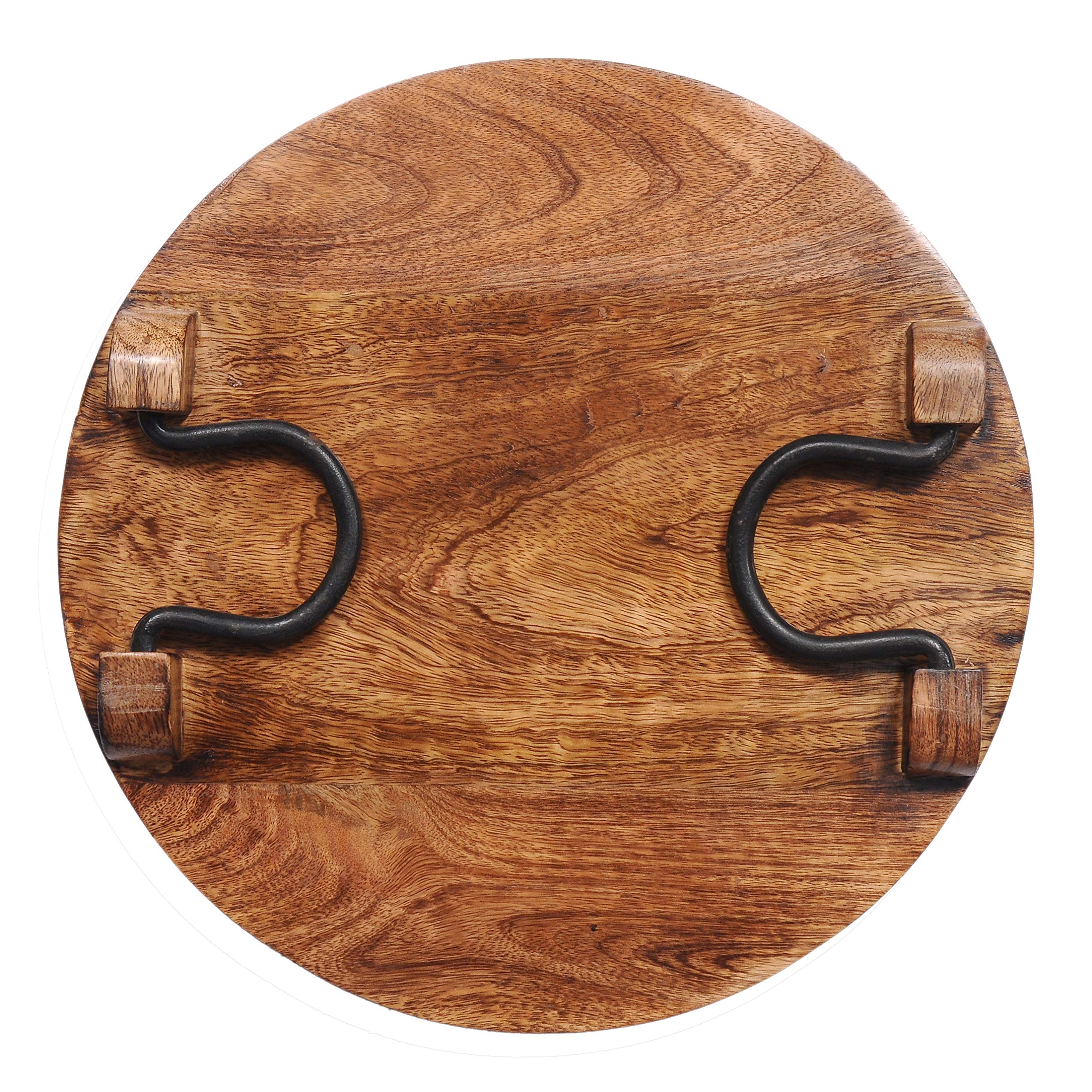 Wood party serving platter round cheese board tray wine crackers meat 14 inch circle