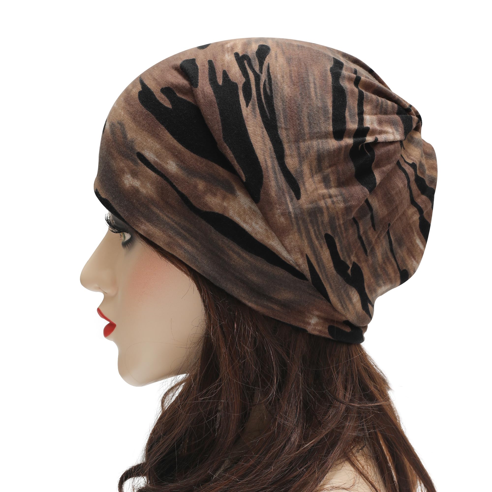 ZLYC Chemo Headwear Women Slouchy Beanie Head Scarf Hat Turban Covers Skull Cap (Polka Dots Blue)