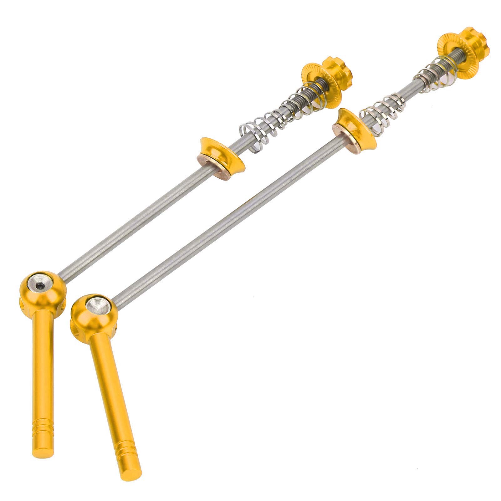 VGEBY Quick Release Skewer, 1Pair High Strength Mountain Bike Front Rear Wheel Skewer Set for Alloy Quick Release Skewer Lever Cycling Accessory(Gold) Bike Skewers
