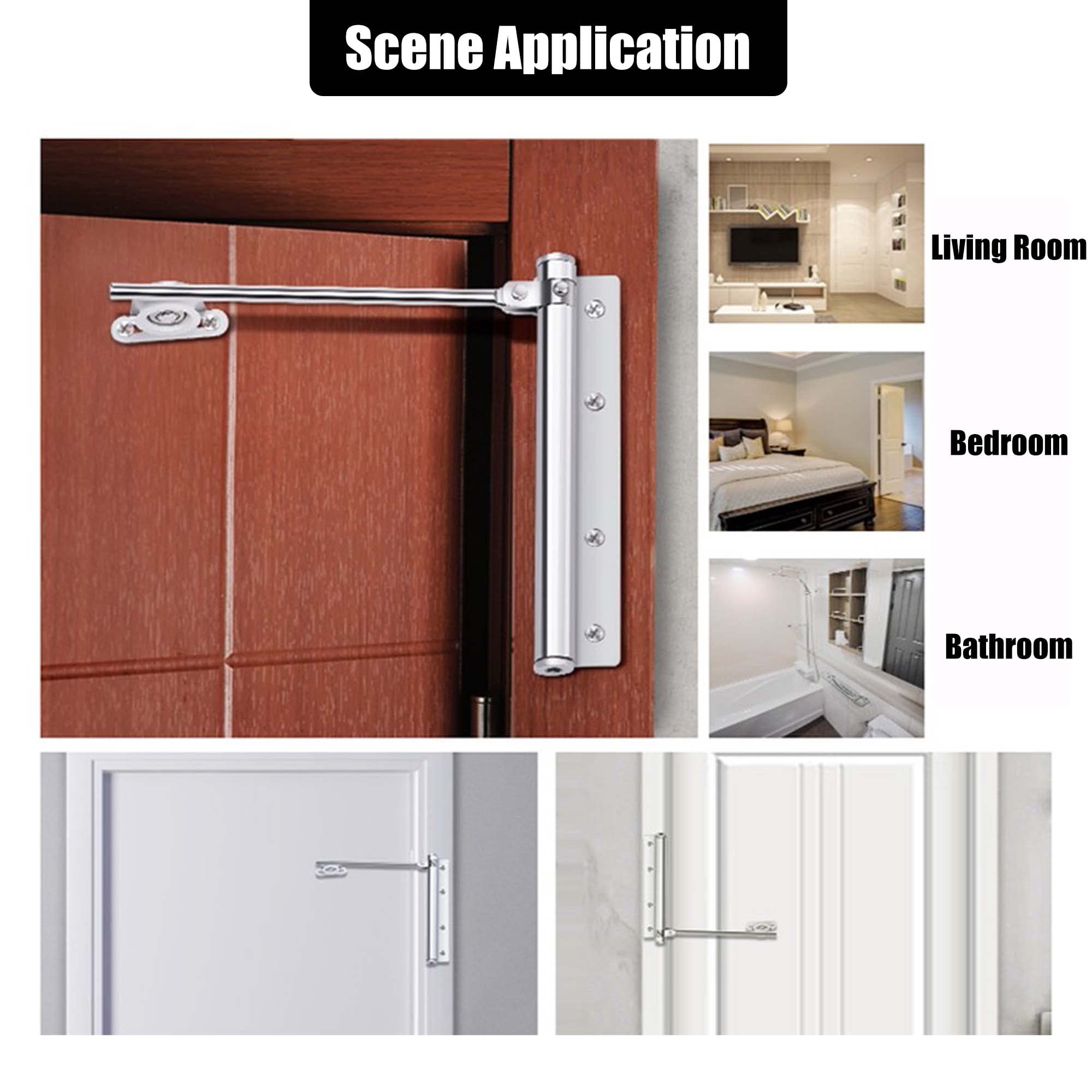 SooGree Safety Spring Door Closer, 304 Stainless Steel Noise Reduction Large Door Closer for Residential and Commercial - Silver