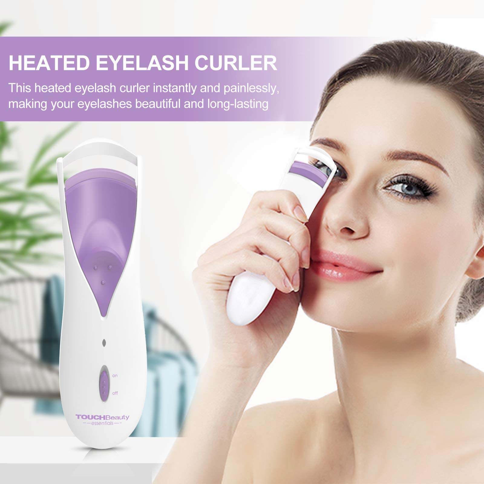 TOUCHBeauty Heated Eyelash Curler, Electric Eyelash Curler for Long and Thick/Soft Eyelashes, Natural Curling and Long Lasting TB-1013A Purple
