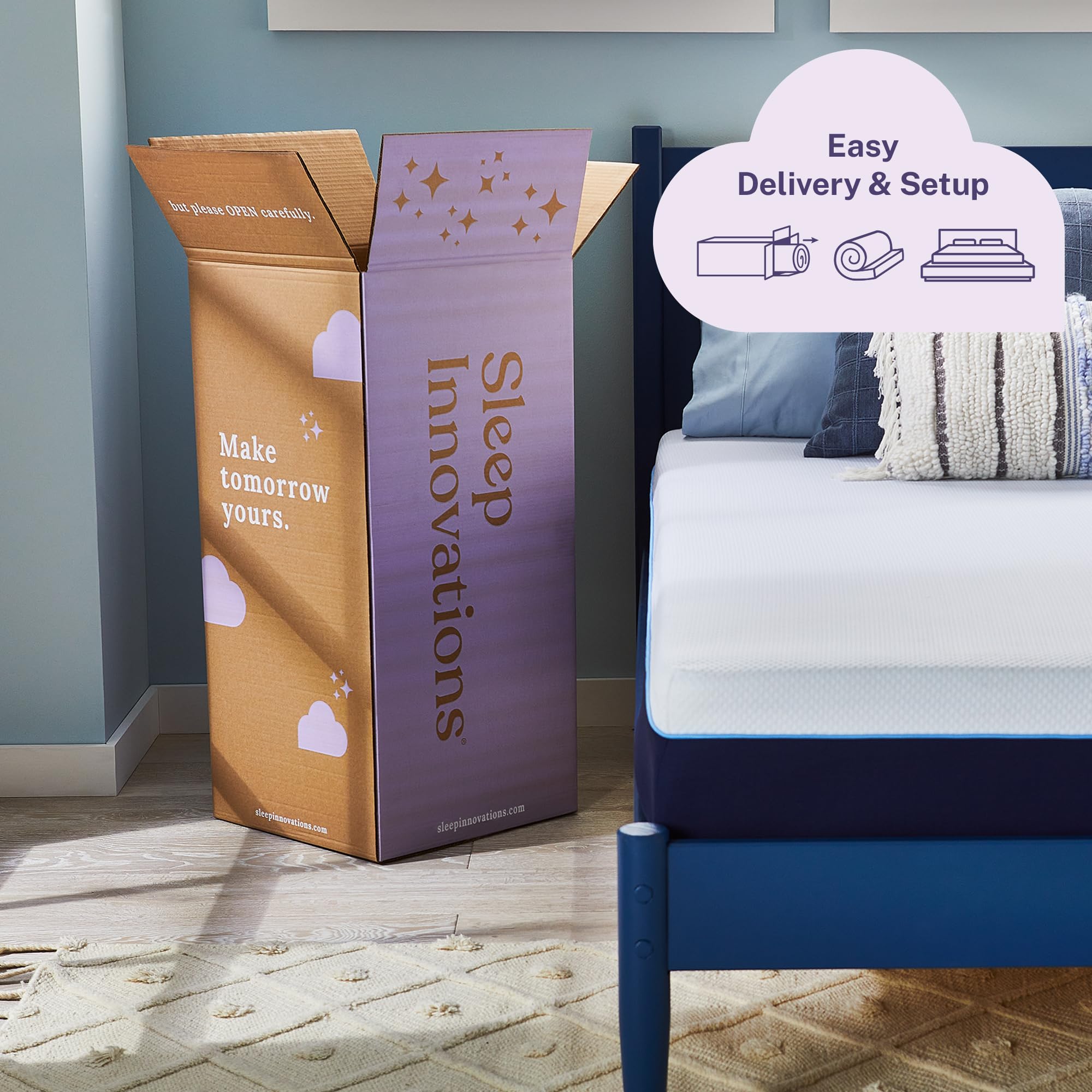 Sleep Innovations Marley 12 Inch Cooling Gel Memory Foam Mattress, Full Size, Bed in a Box, Medium Firm Support