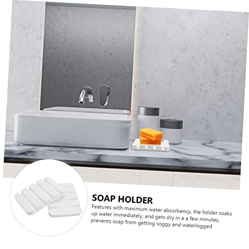 Zerodeko 2 Pcs Shower Soap Soap Container Diatomite Soap Holder Water Absorption Soap Pad White Soap Dish Quick Dry Soap Holder Soap Dishes for Bathroom Diatom Mud Soap Box Lining