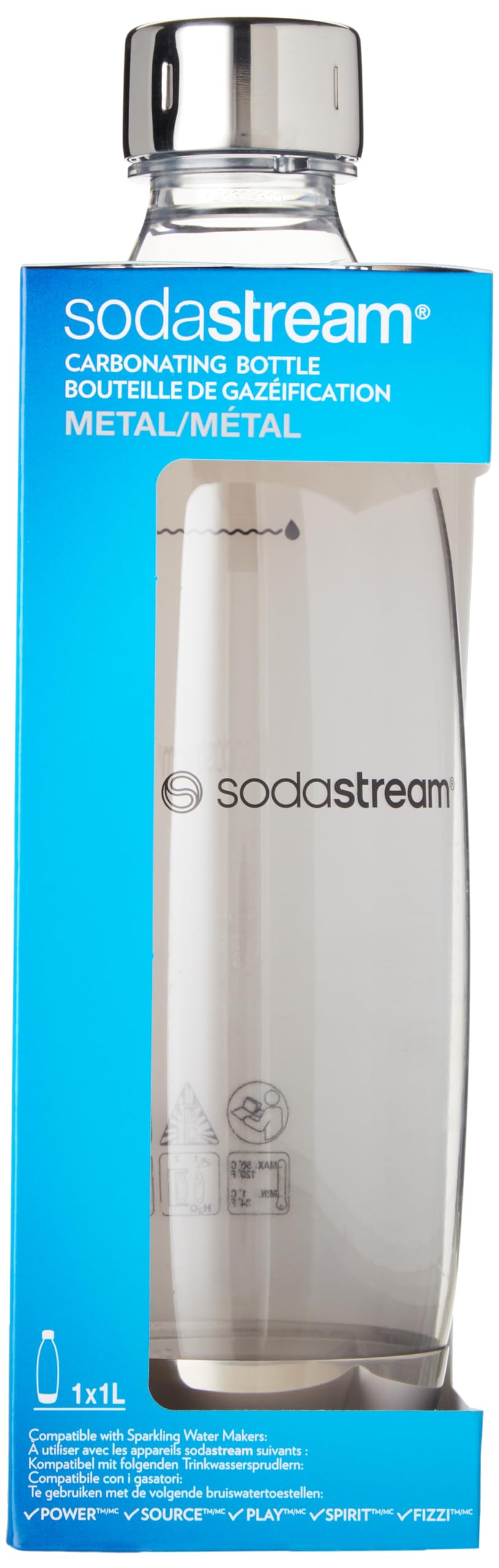 SodaStream 1L Metal Doodle Carbonating Bottle,, 1 count