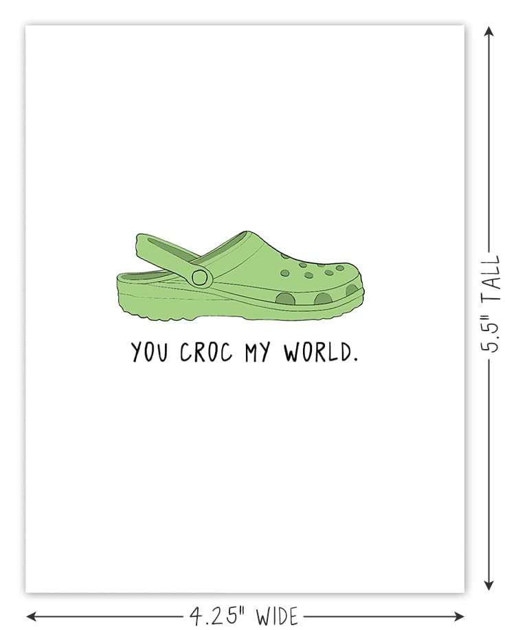 rockdoodles Croc My World Funny Anniversary Card For Husband, Fathers Day Card From Wife, 4.25 in. x 5.5 in.