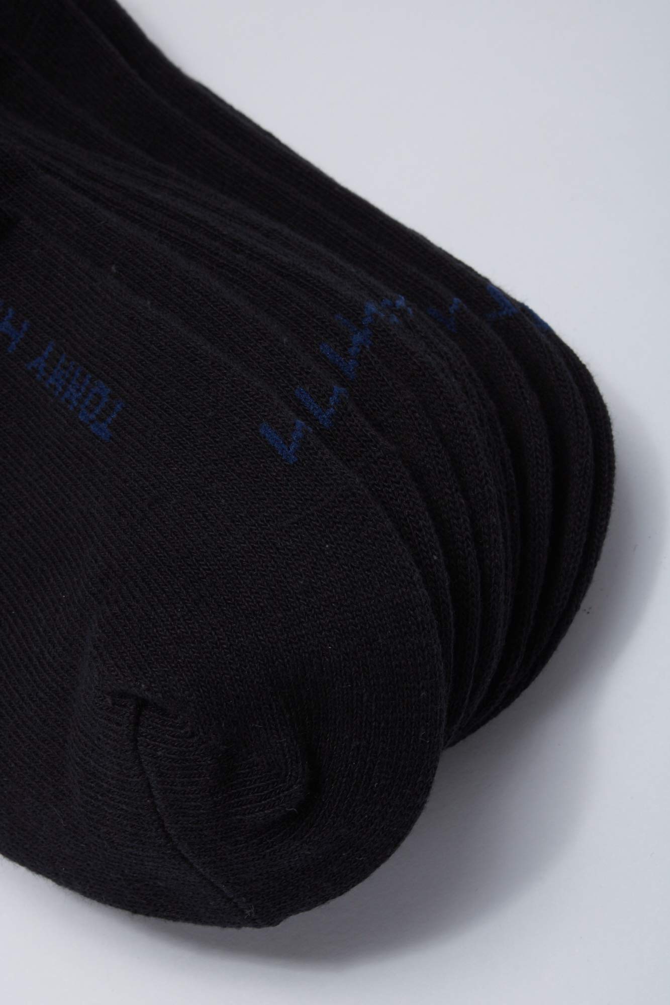 Tommy Hilfiger unisex-child 6 Pack Flag Logo Quarter Socks, Black, Large