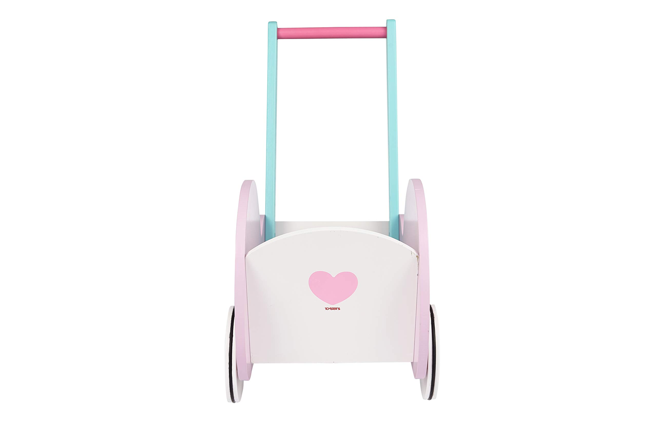 Toysters Wooden Push Walker Wagon for Toddlers | Adorable Baby Doll Carrier Buggy | Push Along Walking Toy and Doll Pram | Includes Stroller Mattress and Pillow | AT150