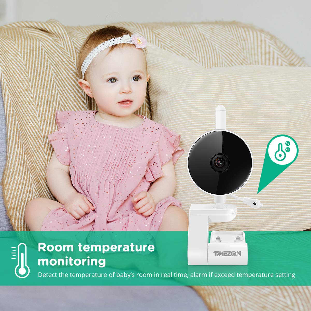 TMEZON Video Baby Monitor with Two Cameras and 4.3" LCD,Auto Night Vision,Two-Way Talkback,Temperature Detection,Power Saving/Vox,Zoom in,Support Multi Camera Feeding Time Alarm