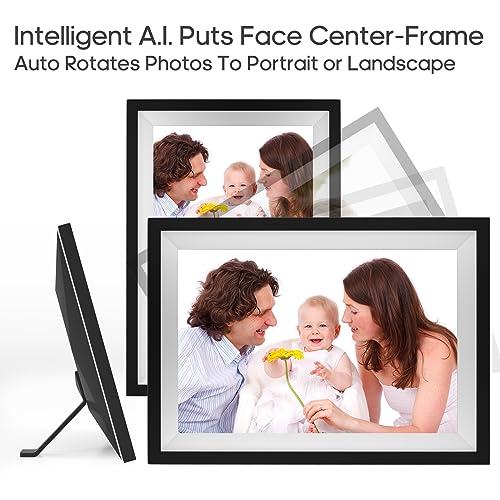 WDYQJE Digital Picture Frame WiFi 10.1 Inch, IPS Touch Screen Smart Cloud Electronic Picture Frame with 64GB Large Storage for Smoother Media Playback, Easy Setup to Share Photos/Videos via Frameo APP