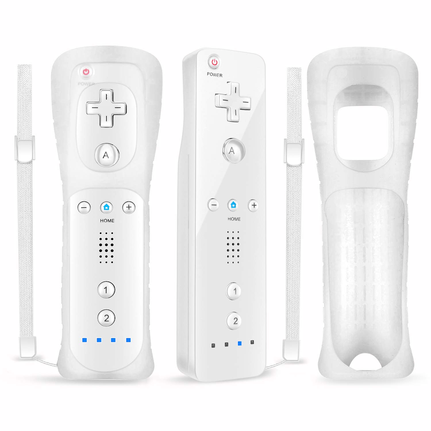SogYupk 2 Pack White Wireless Controller, A Replacement for Wii Remote Controller, Compatible with Wii/Wii u Console, with Silicone Case and Non-Slip Wrist Strap (2 White)