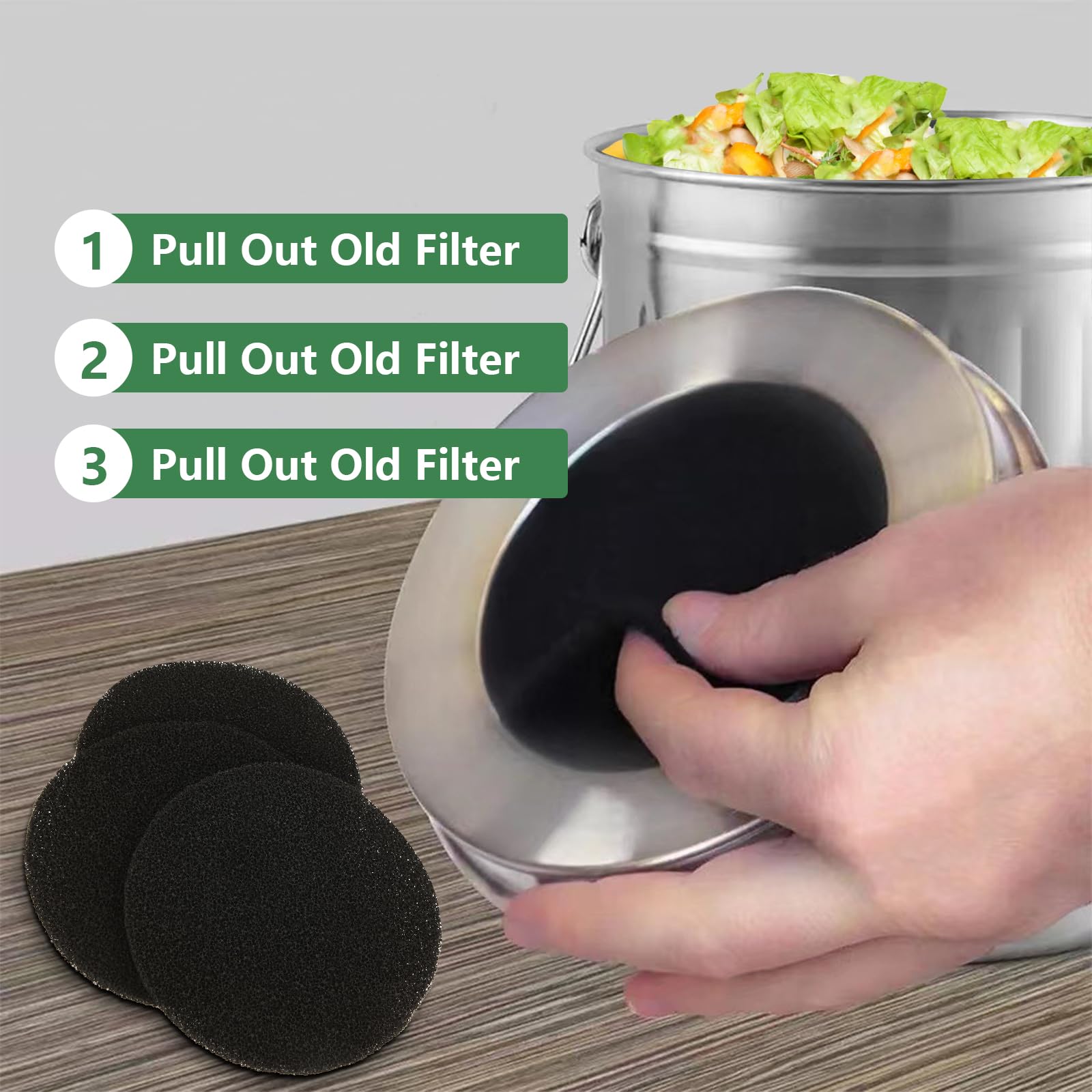 SHUESS 24 PCS 6.3 Inch Charcoal Filters for Compost Bucket, Kitchen Compost Bin Filters Charcoal Replacements, Extra Thick(0.4" Thickness) Longer Lasting Compost Bin Filters Charcoal