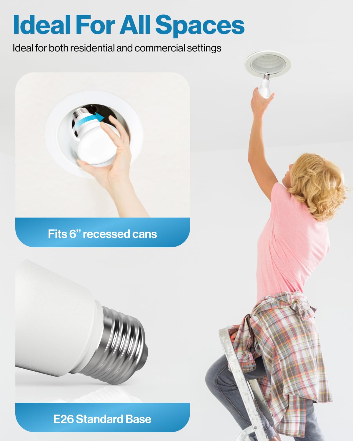Sunco 16 Pack BR40 Light Bulbs, LED Indoor Flood Light, Dimmable, CRI94 5000K Daylight, 100W Equivalent 17W, 1400 Lumens, E26 Base, Indoor Residential Home Recessed Can Lights, High Lumens - UL