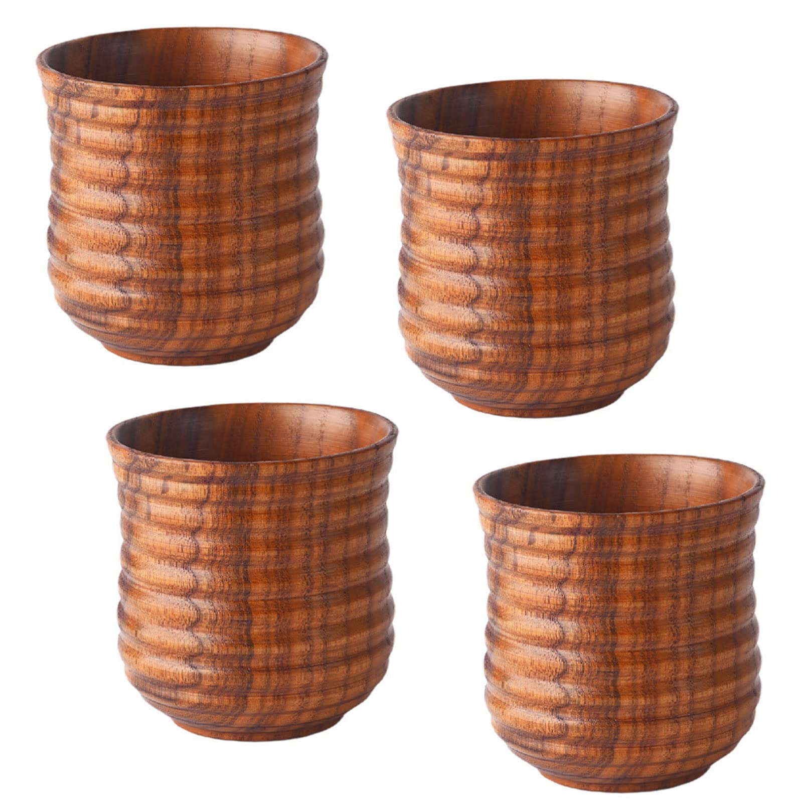 Wooden Tea Cups 4 Pack Top-Grade Natural Solid Wood Tea Cup Wine Mug for drinking Tea Coffee Wine Beer Hot Drinks