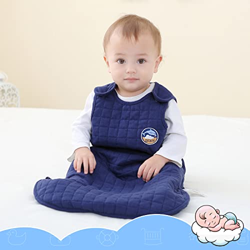 ZIGJOY Gently Weighted Baby Sleep Sack, 1.2 TOG Newborn Sleeping Bag with 2-Way Zipper, Toddler Transition Sleeping Bag for 6-12 Months Navy Blue
