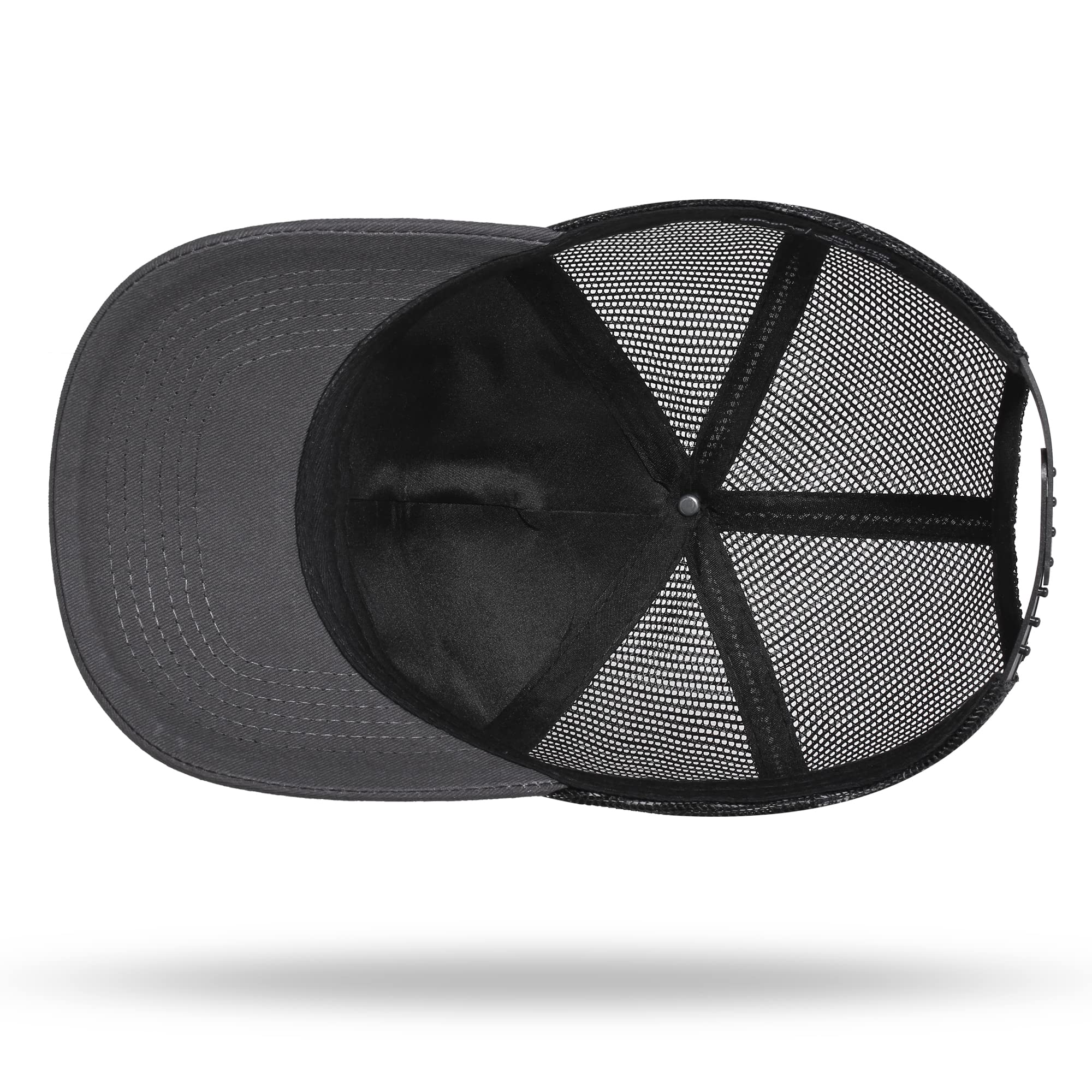 SIBOSHA American Flag Trucker Hat - Baseball Cap for Men & Women, Breathable Mesh, Adjustable Snapback Closure Dark Gray/Black