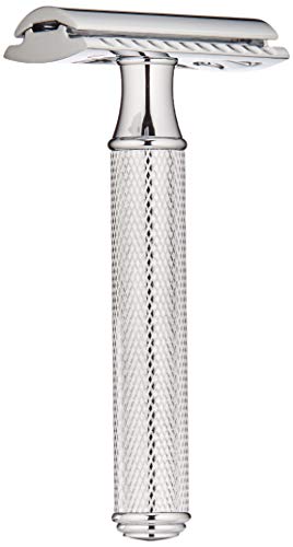 The Art of Shaving Safety Razor for Men - Includes 5 Safety Razor Blade Refills, Double Edged Razor with Closed Comb, Engraved Chrome Plated Handle