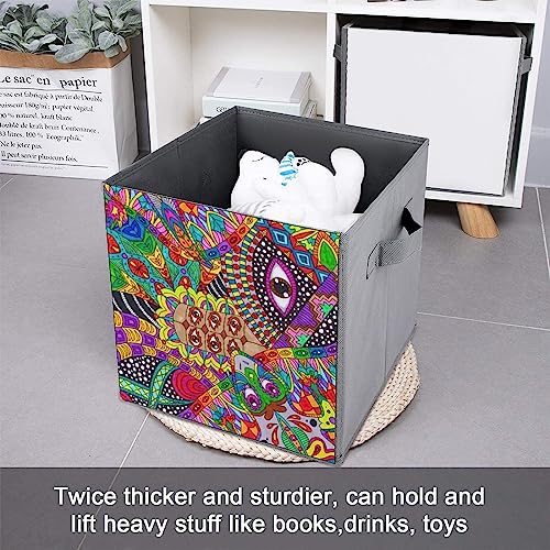 The Temple Cosmic Lizard Eye Storage Cubes with Handles Foldable Fabric Bins Organizing Baskets for Shelves Closet