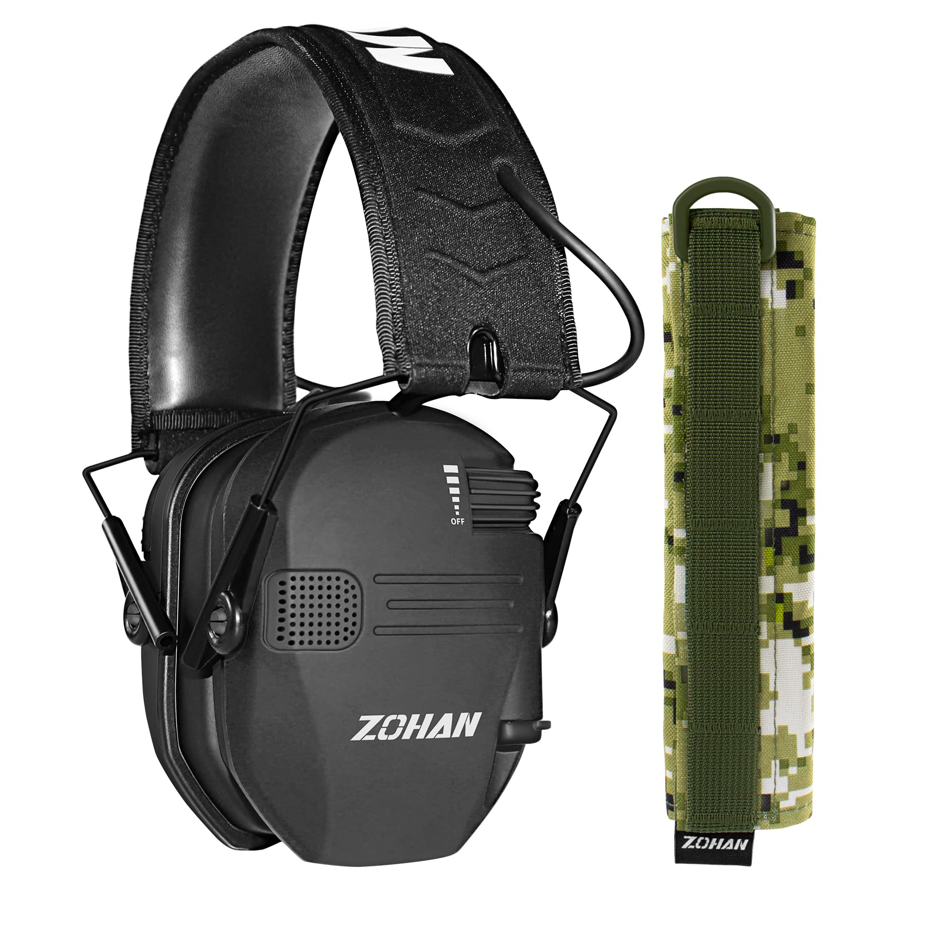 ZOHAN EM025 Electronic Shooting Ear Protection Earmuffs with Sound Amplification, NRR 23dB for Gun Range with Headband Cover (Black)