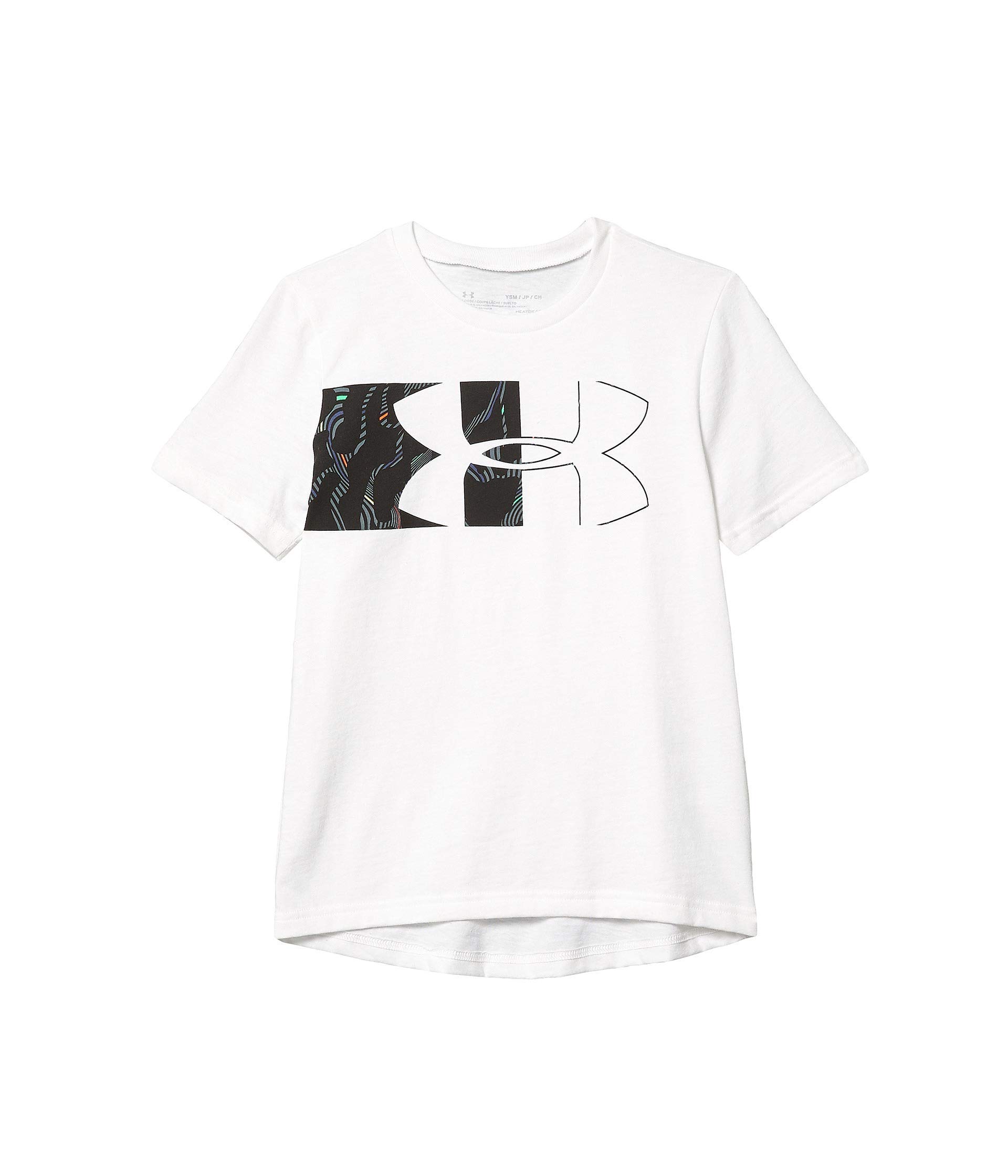 Under Armour Split Logo Print Fill Short Sleeve T-shirt, White (101)/Black, Youth Small