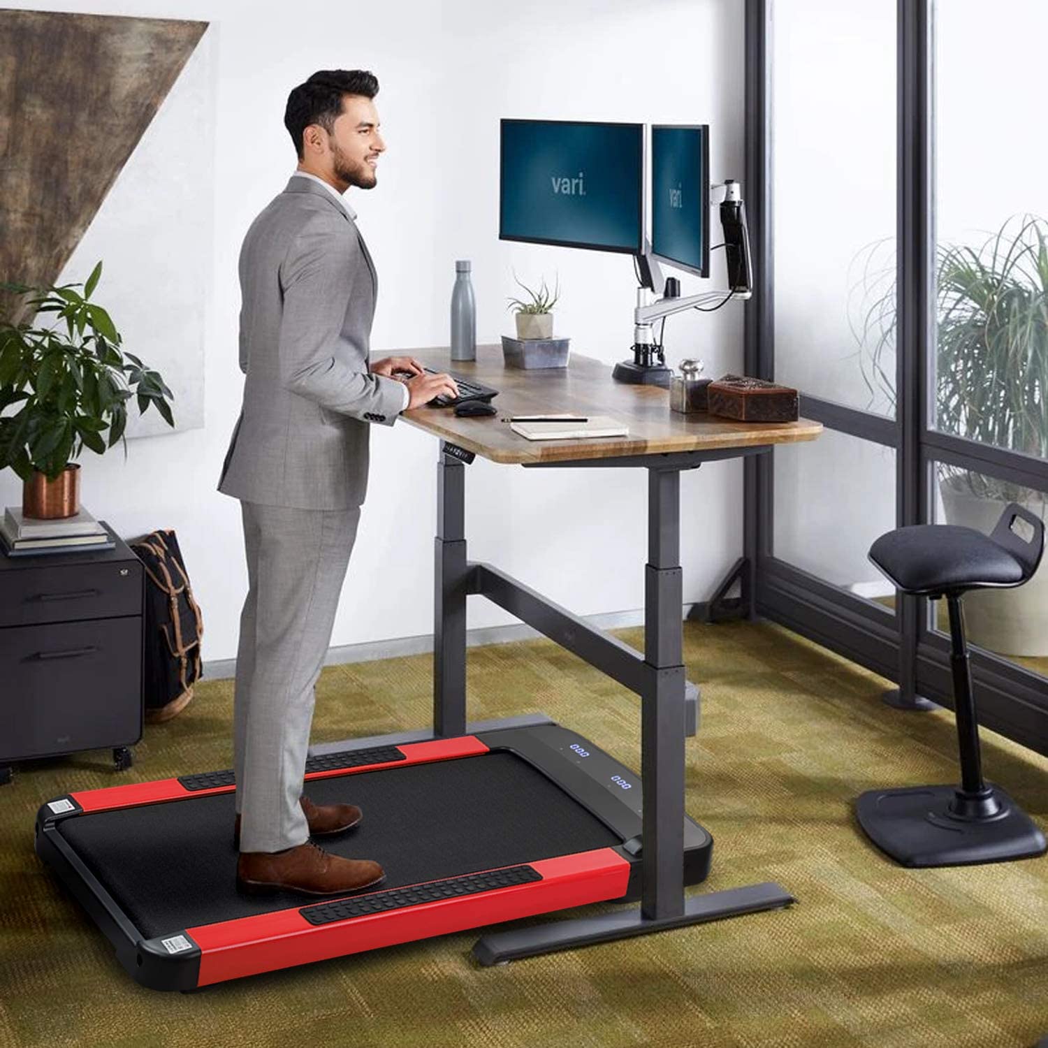 ZENOVA Under Desk Treadmill, Electric Walking Pad Foldable Treadmill Compact Walking Treadmill with Smart Watch Remote 12 Preset Programs Perfect for Home/Office Use (Red)