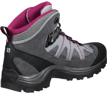 Salomon Women's Authentic Leather GORE-TEX Backpacking Boots, Pearl Grey/Grey Denim/Mystic Purple, 11 M US