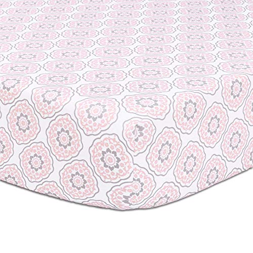 The Peanutshell Princess Crib Bedding Set for Baby Girls | 3 Piece Pink & Grey Nursery Set | Crib Comforter, Fitted Crib Sheet, Crib Skirt Included
