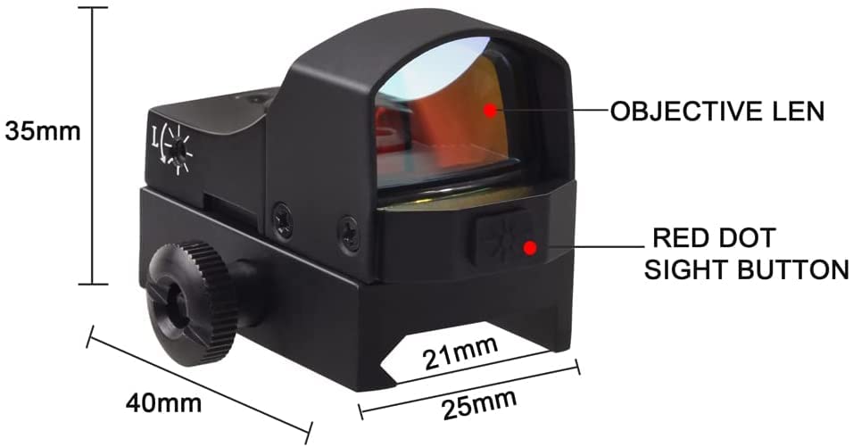 ZONGER Open-Single Point Electronic Red Dot Sight | Reflex Sight | Fit Picatinny Rail | Black