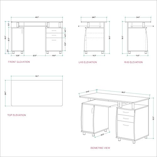 Trent Home Super Storage Computer Office Desk in Chocolate
