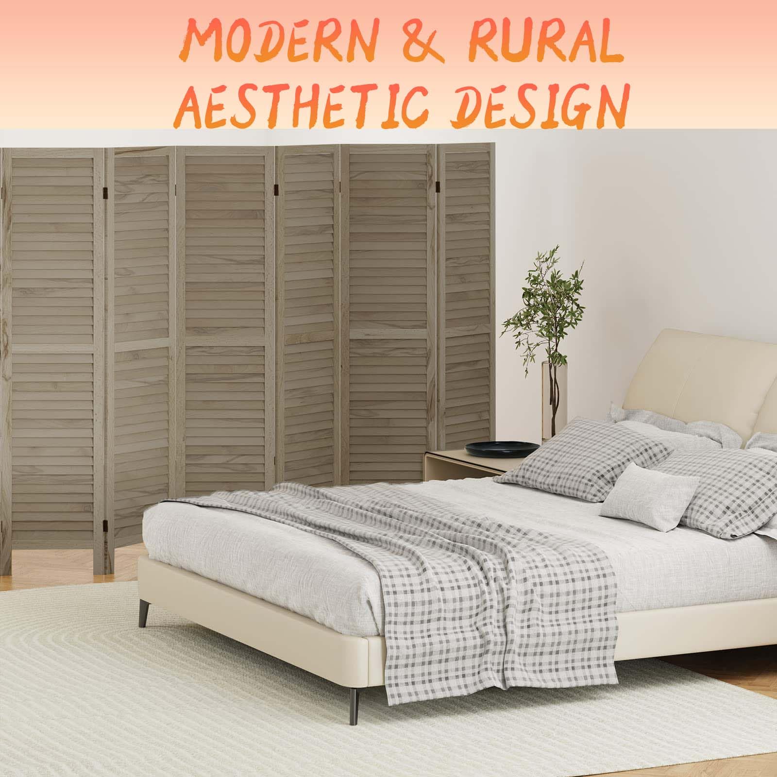Room Divider Screen, 5.6FT Tall Wood Room Divider Wall, Folding Room Dividers, Louver Privacy Screen, Indoor Partition Room Dividers for Home Office Restaurant Bedroom (6 Panel)