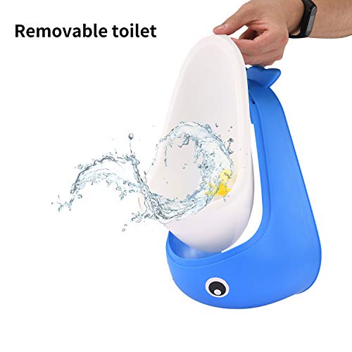 Whale Potty Training Urinal for Boys with Funny Aiming Target, Toddler Boy Toilet Pee Trainer - Dark Blue
