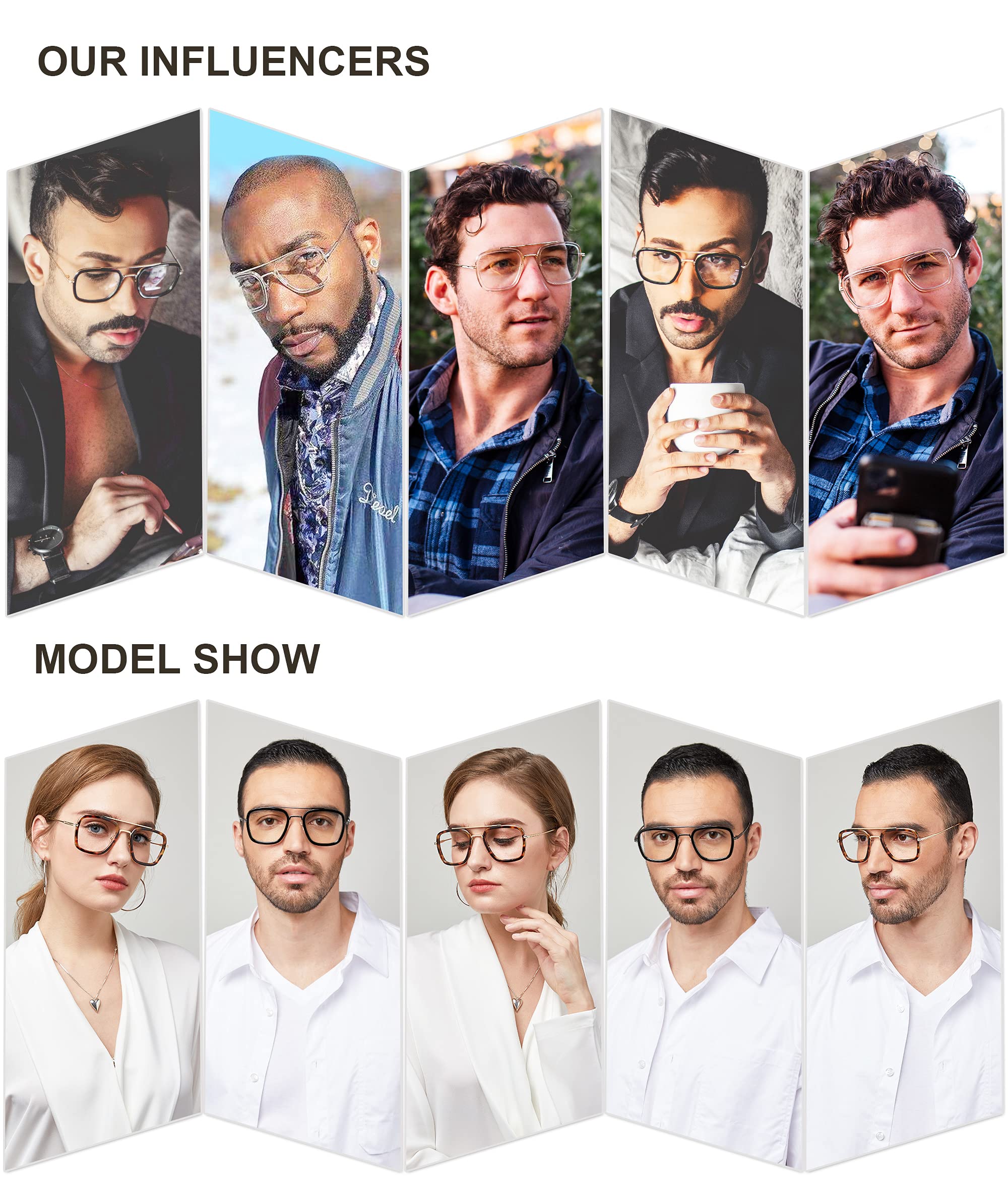 SOJOS Blue Light Blocking Glasses for Men Women Aviator Square Classic Glasses SJ1126 with Gold Frame/Black Rim/Anti-Blue Light Lens