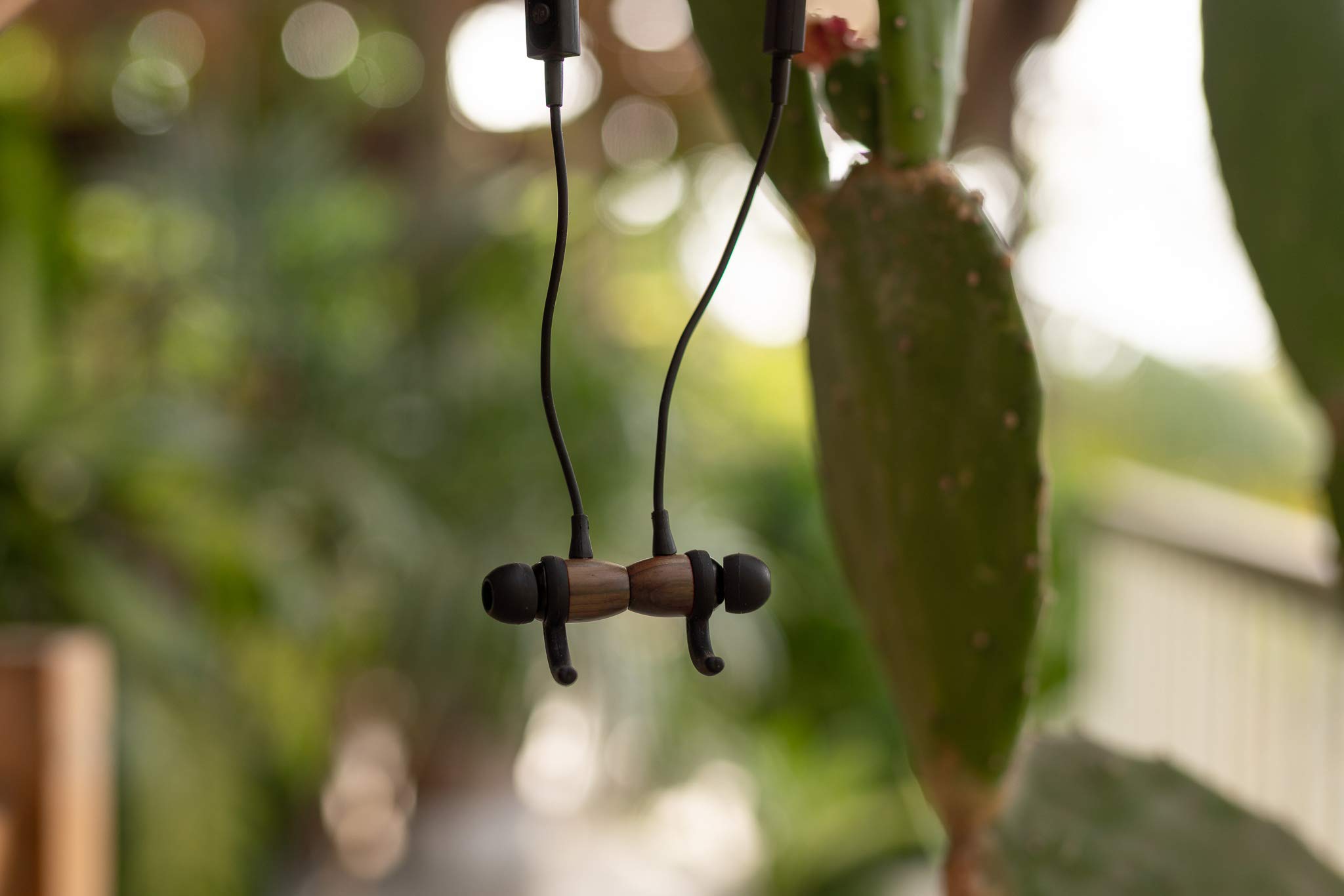Reveal Wood Bluetooth Magnetic Wireless Earbuds Shop - Headphones w/Secure Inner Ear Angle-Fit Tips, Sport Earphones w/Mic & Volume Control & Removable Ear Hooks (Walnut Wood)