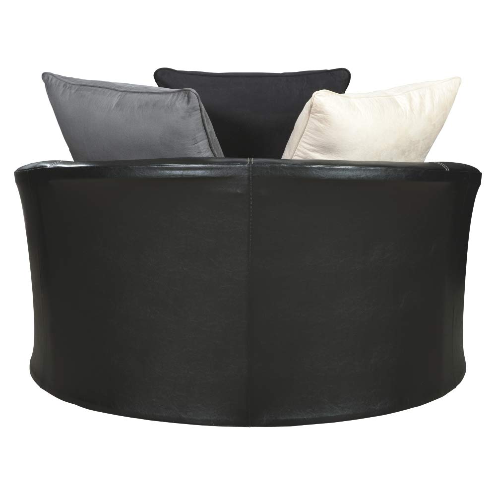 Signature Design by Ashley Jacurso Oversized Swivel Accent Chair with 3 Pillows, Gray & Black