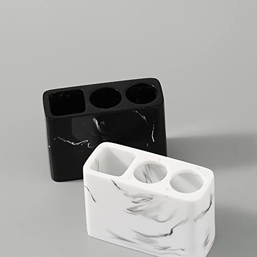 Toothbrush Holder Marble Look Electric Toothbrush Toothpaste Bathroom Organizer Stand Trays Caddy Countertop for Bathroom Vanity Storage and Organizing(Black)