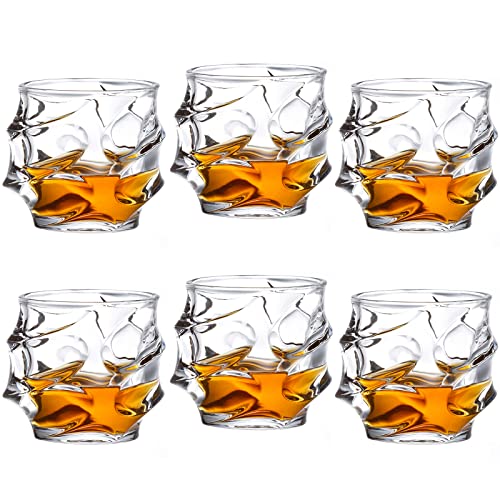 WUWEOT 6 Pack Crystal Whiskey Glasses, Clear Thick Scotch Glasses, 10 Oz Old Fashioned Bourbon Tumblers with Box for Drinking Scotch, Cocktails, Rum, Vodka, Cognac, Liquor
