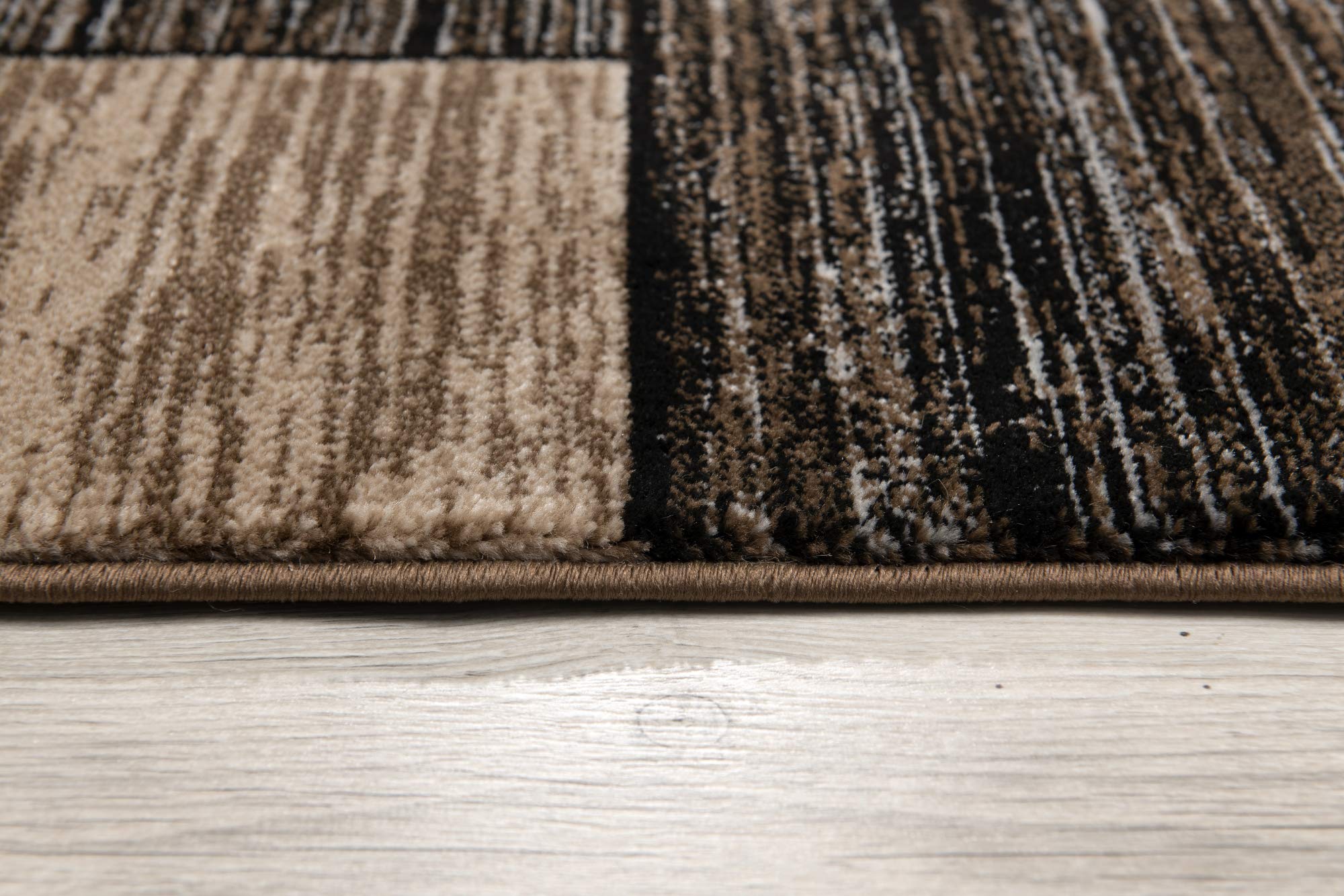 RUG BRANCH Montage Modern Geometric Checkered Brown Beige Indoor Runner Rug for Entryway, Hallway, Bathroom, and Kitchen - 3' x 8' (2'8" X 8')