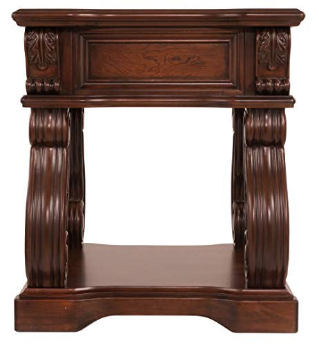 Signature Design by Ashley Alymere Traditional Square End Table, Hand-Finished with 1 Storage Drawer, Dark Brown