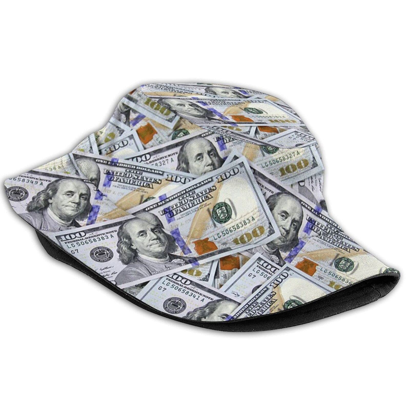 ZREXUO Us Bill Dollars Money Hat Summer Print Unisex Print Reversible Bucket Hat