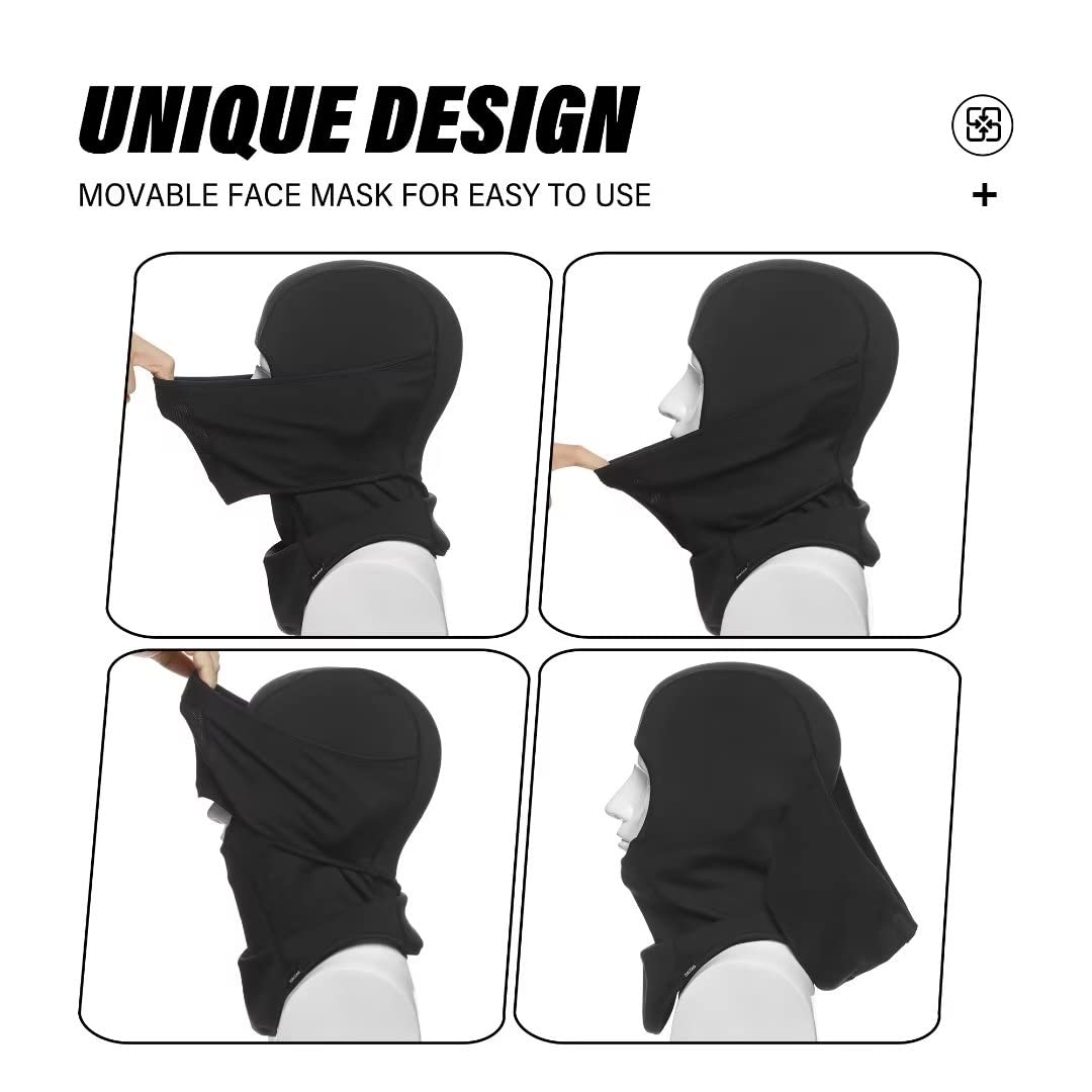 SAITAG Balaclava Ski Mask Warm Face Mask for Cold Weather Winter Skiing Snowboarding Motorcycling Ice Fishing Men (Black)