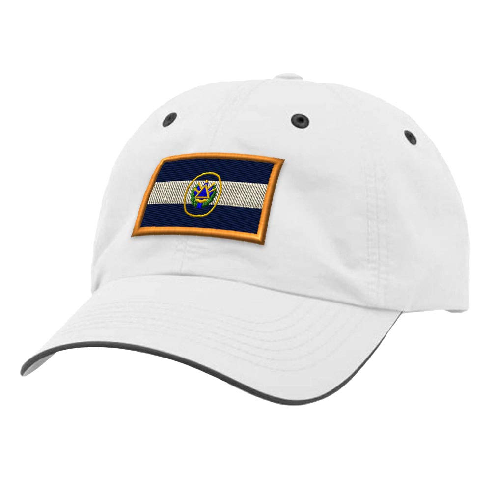 Richardson Running Cap El Salvador Embroidery City Name Polyester Hat Hook & Loop - White/Charcoal, Design Only