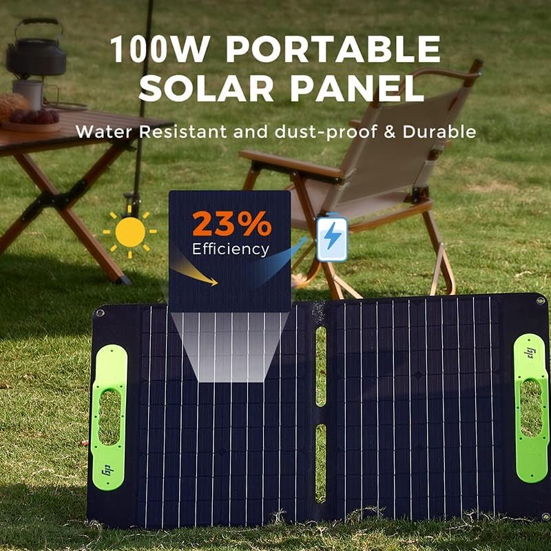 Solar Generator 320W Portable LiFePO4 Power Station 320Wh and Solar Panel 100W with 2 AC Outlet 110V/300W(Peak 480W), Solar Mobile Battery Backup for Outdoors Camping Travel Hunting and Home Emergency