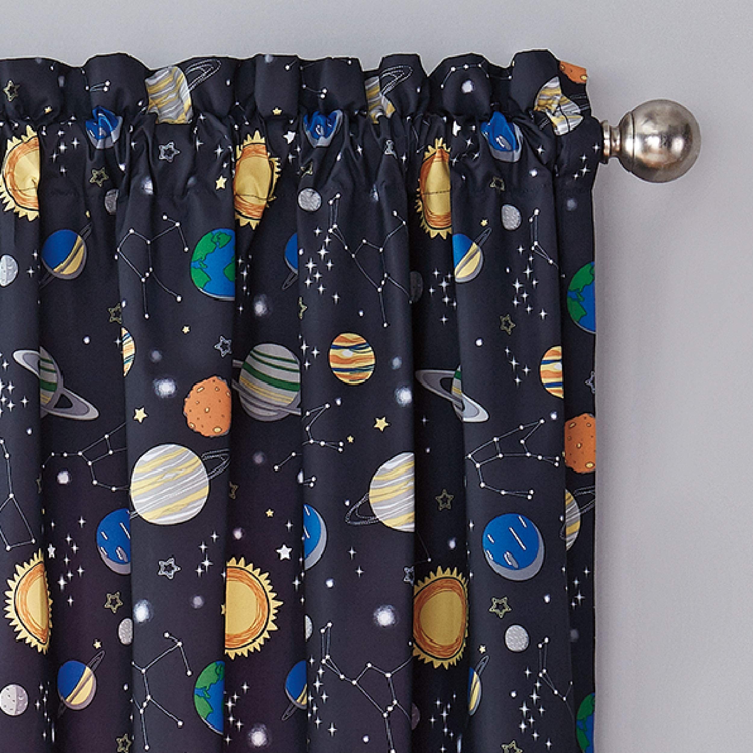 Waverly Kids Space Adventure Room Darkening Thermal Insulated Rod Pocket Curtains for Bedroom Nursery, Single Panel, 42" x 84", Navy