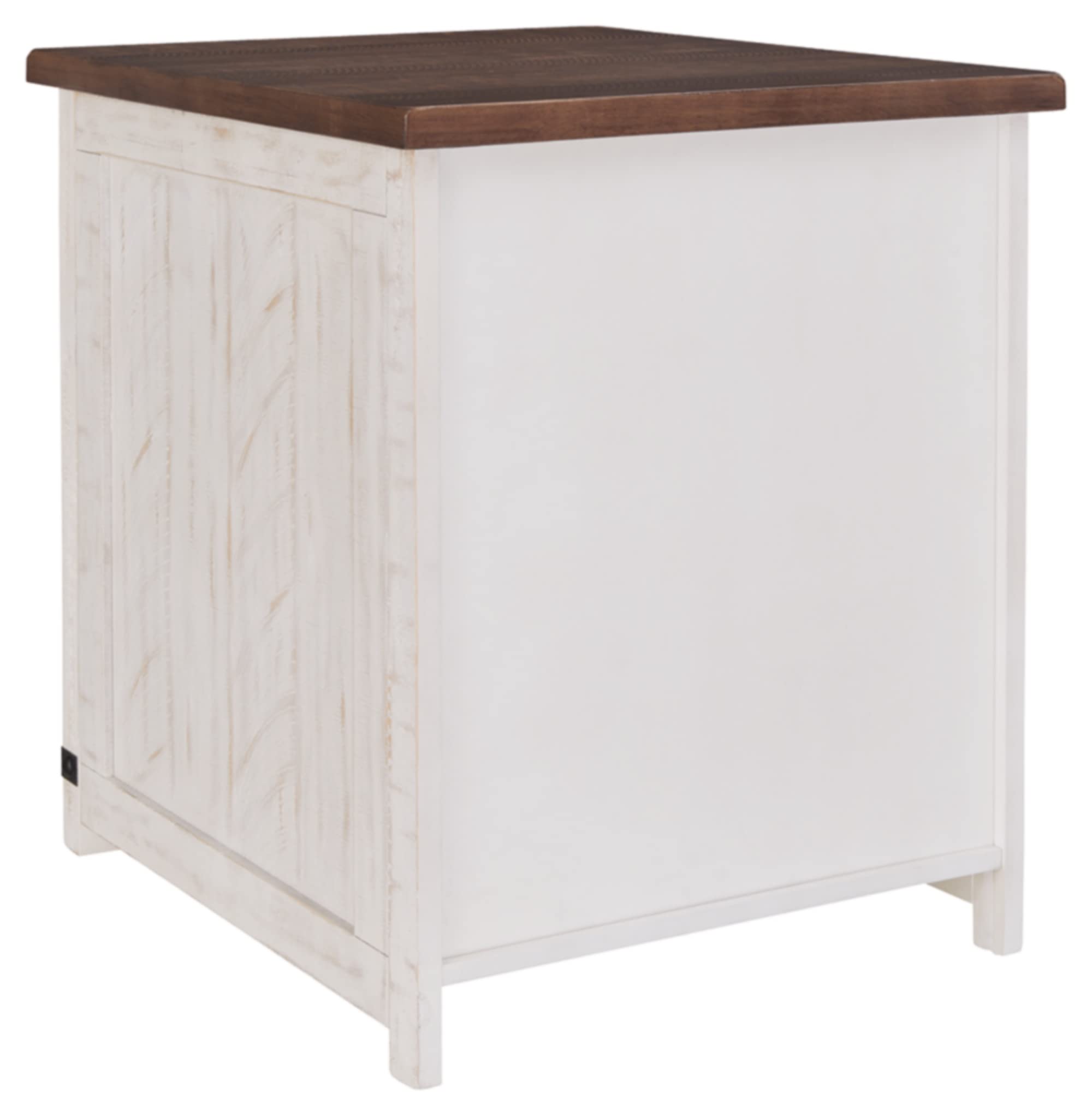 Signature Design by Ashley Wystfield Rustic Farmhouse End Table, White & Brown