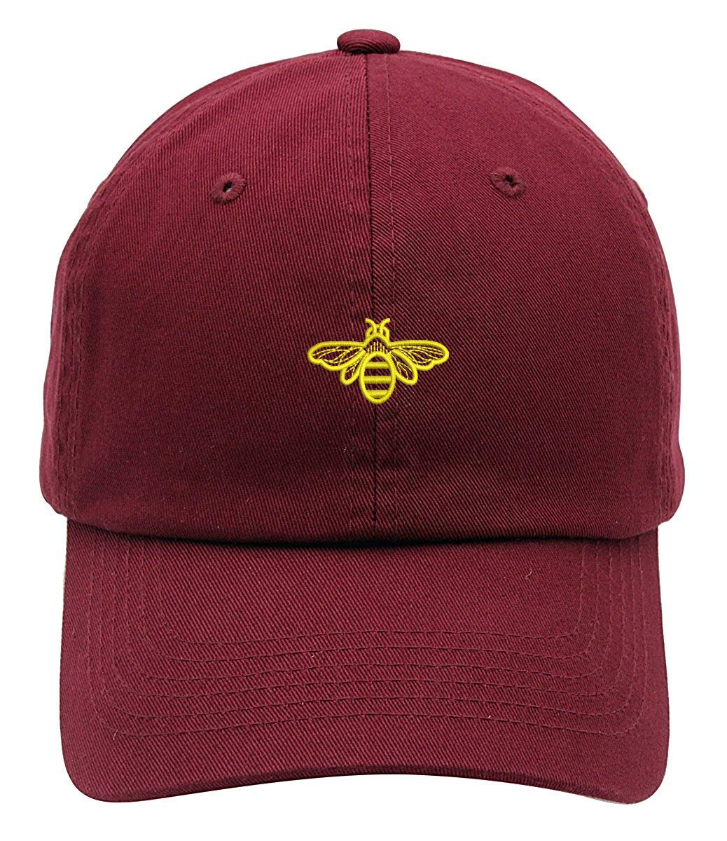 Top Level Apparel Bee Embroidered Brushed Cotton Dad Hat Cap Black