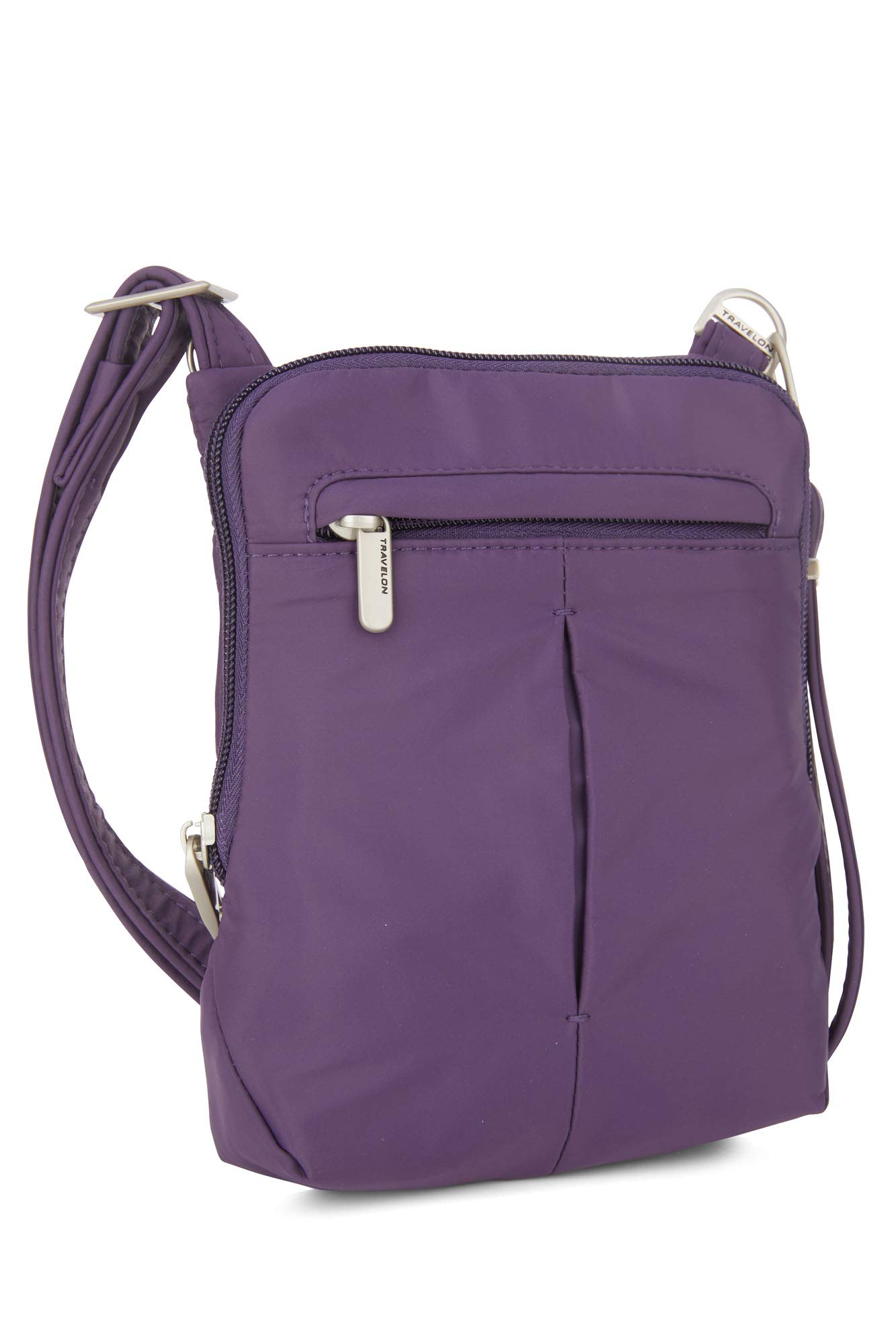 Travelon Anti-Theft Classic Light Mini Crossbody Messenger Bag (One Size, Purple/Grey Lining)