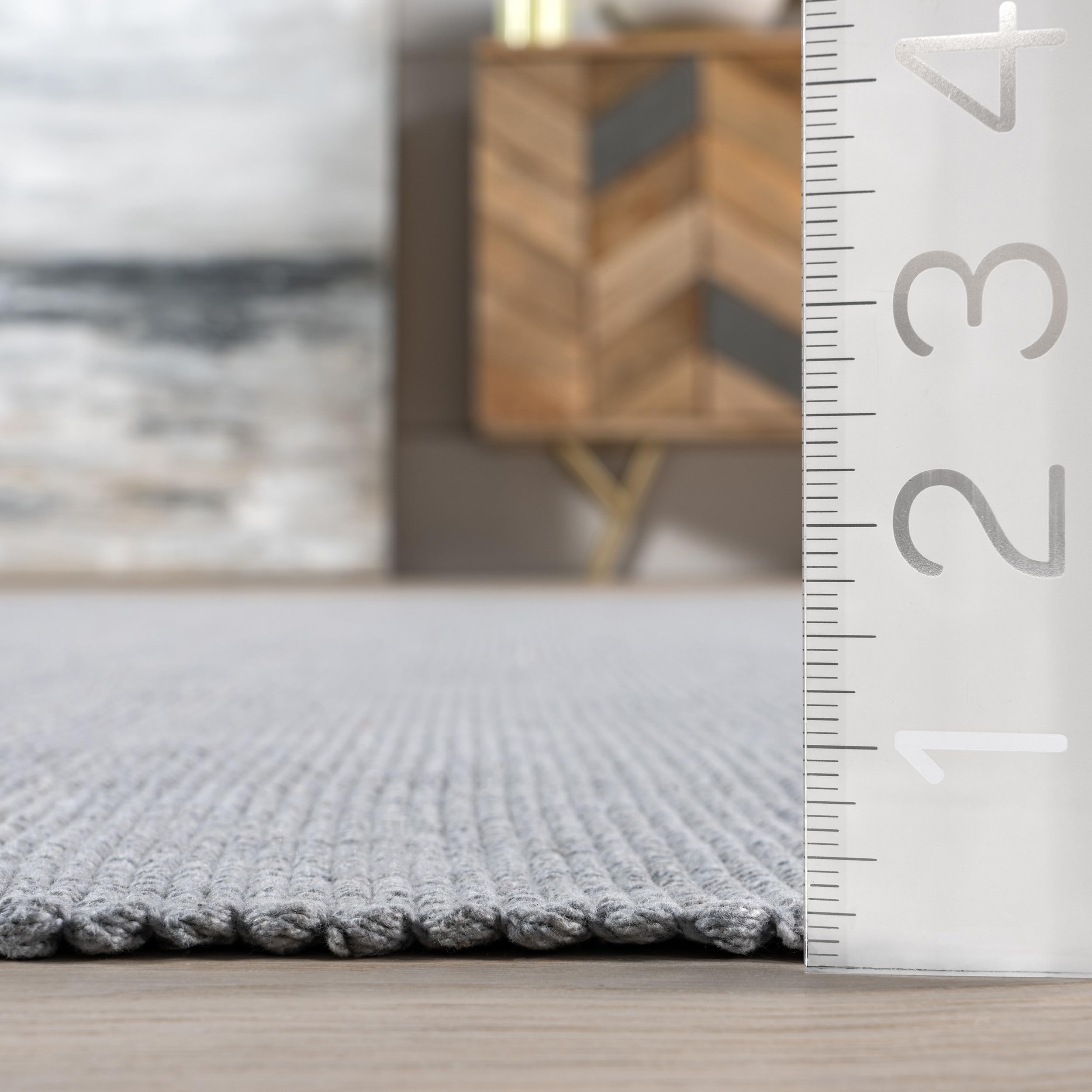 Rugs USA x Lauren Liess Bergamot Striped Cotton Area Rug, 9' x 12', Light Blue